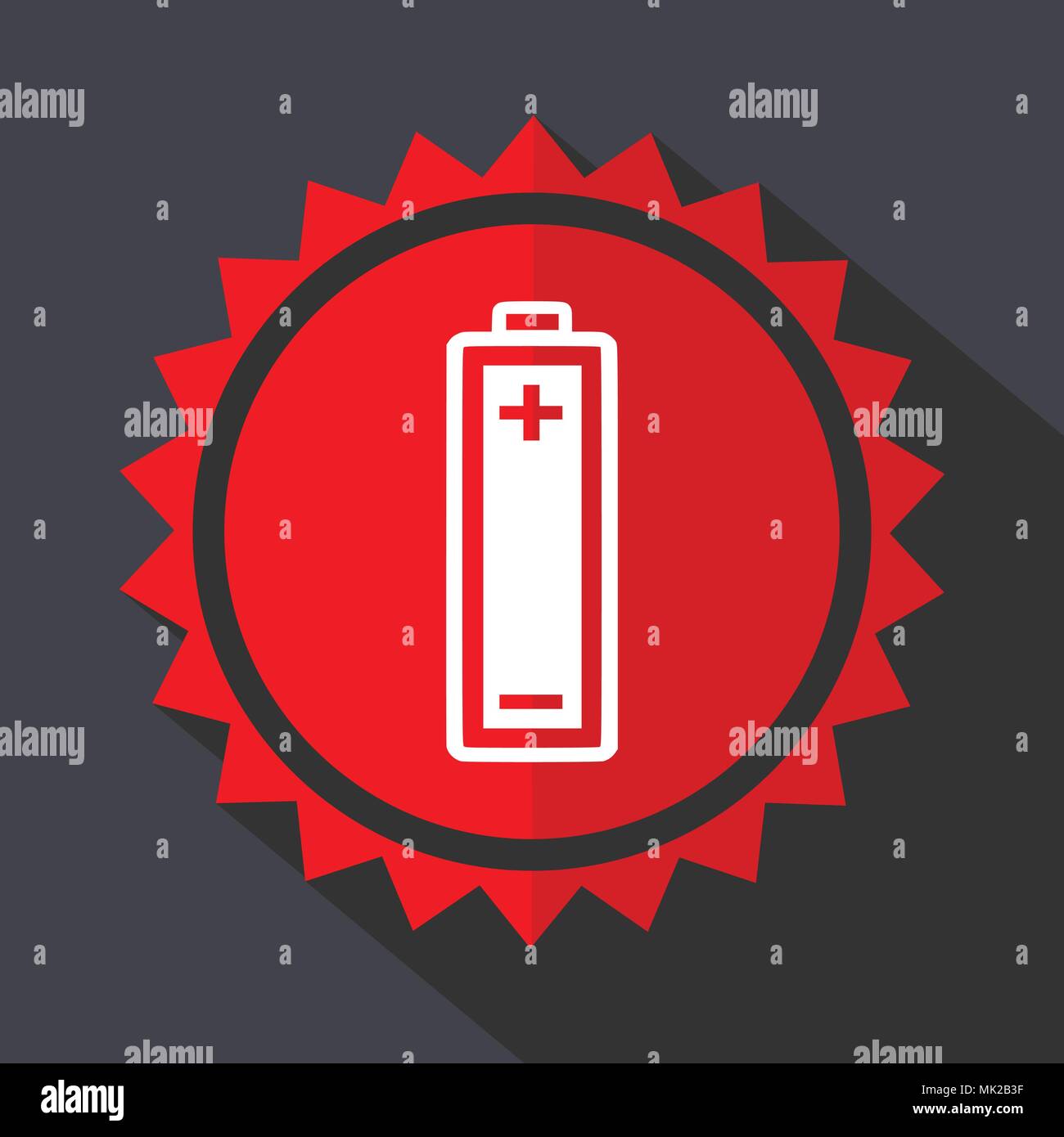 Battery red sticker flat design vector icon Stock Vector Image & Art ...