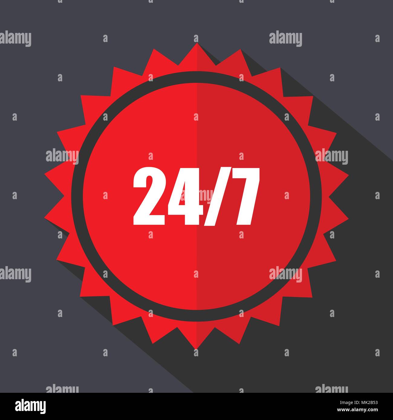 24/7 red sticker flat design vector icon Stock Vector Image & Art - Alamy