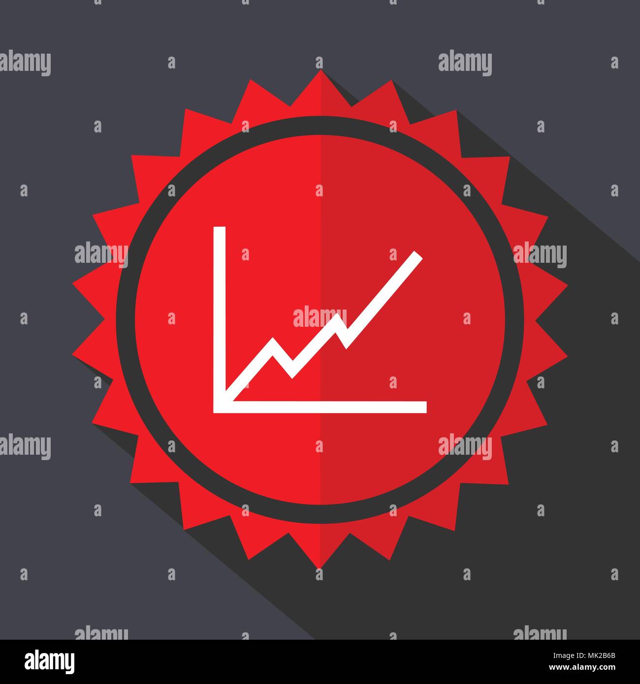 Chart red sticker flat design vector icon Stock Vector Image & Art - Alamy