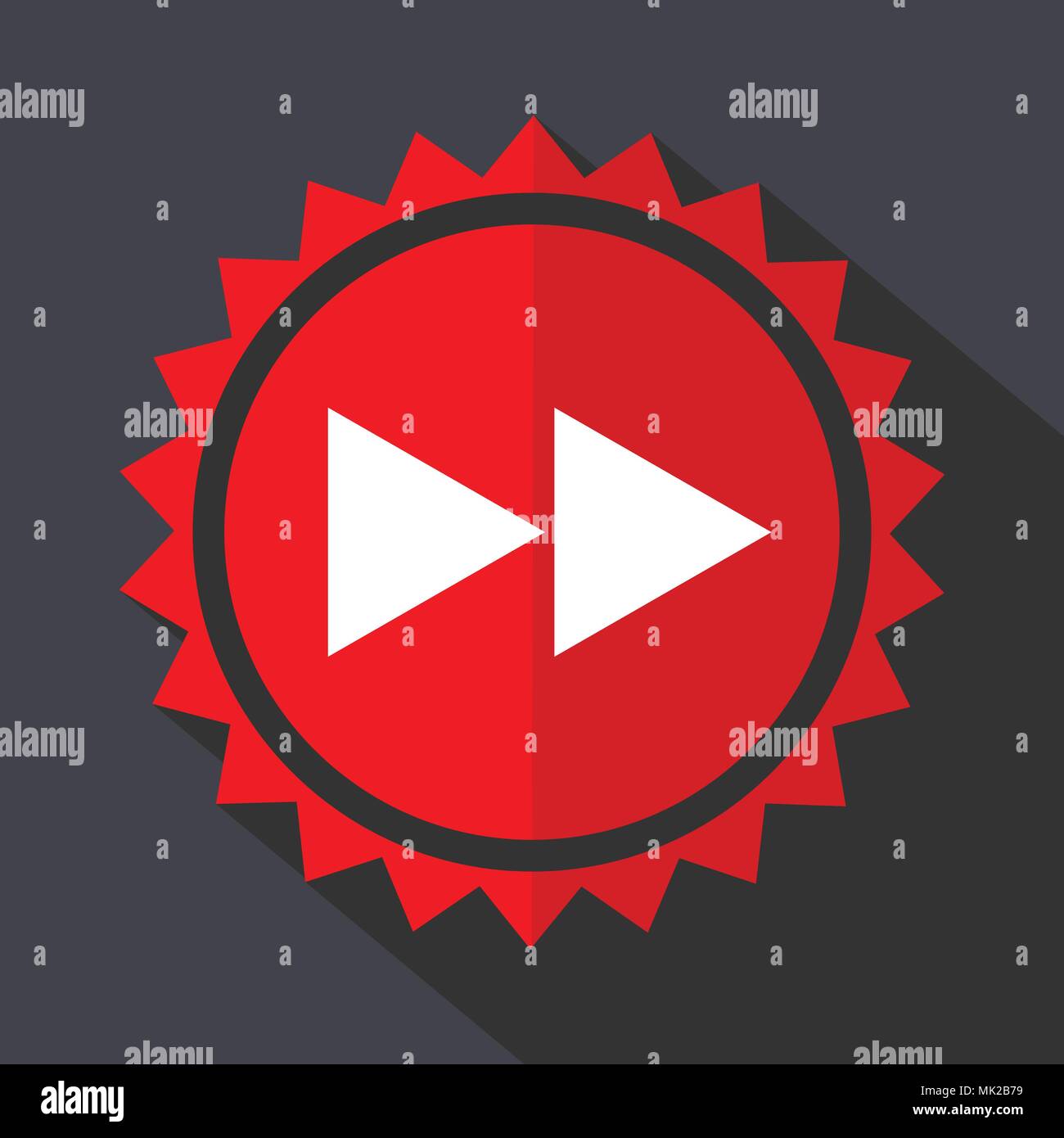 Rewind red sticker flat design vector icon Stock Vector Image & Art - Alamy