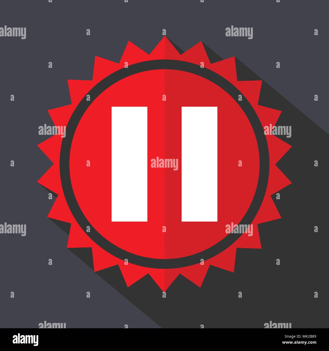 Pause red sticker flat design vector icon Stock Vector Image & Art - Alamy