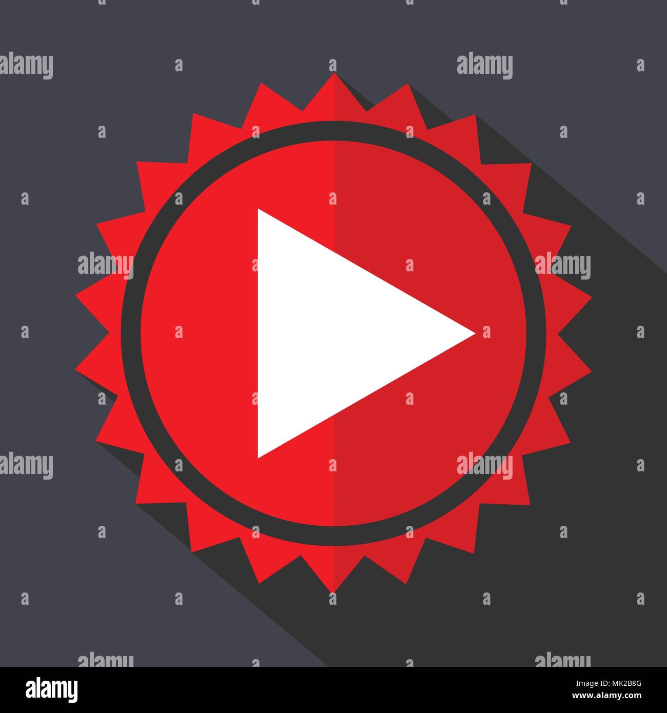Play red sticker flat design vector icon Stock Vector Image & Art - Alamy