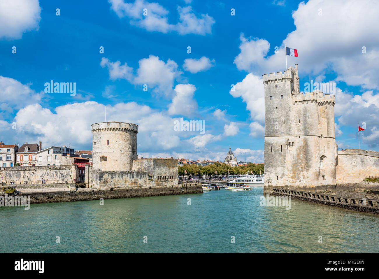 Old Harbour towers of ancient fortress of La Rochelle France Stock ...