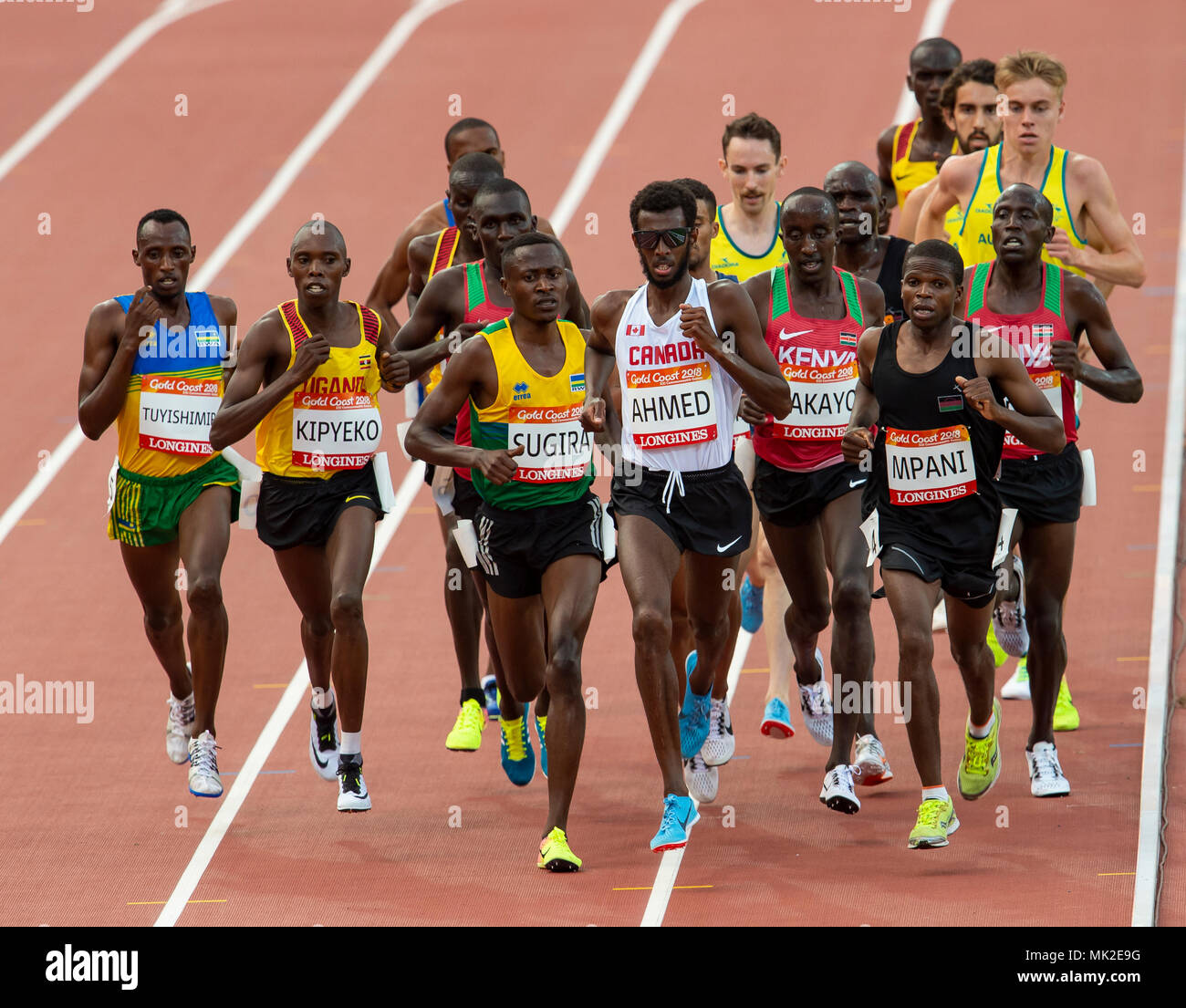 GOLD COAST, AUSTRALIA - APRIL 8: Mohammed Ahmed of Canada competing in the Men's 5000m final at ...