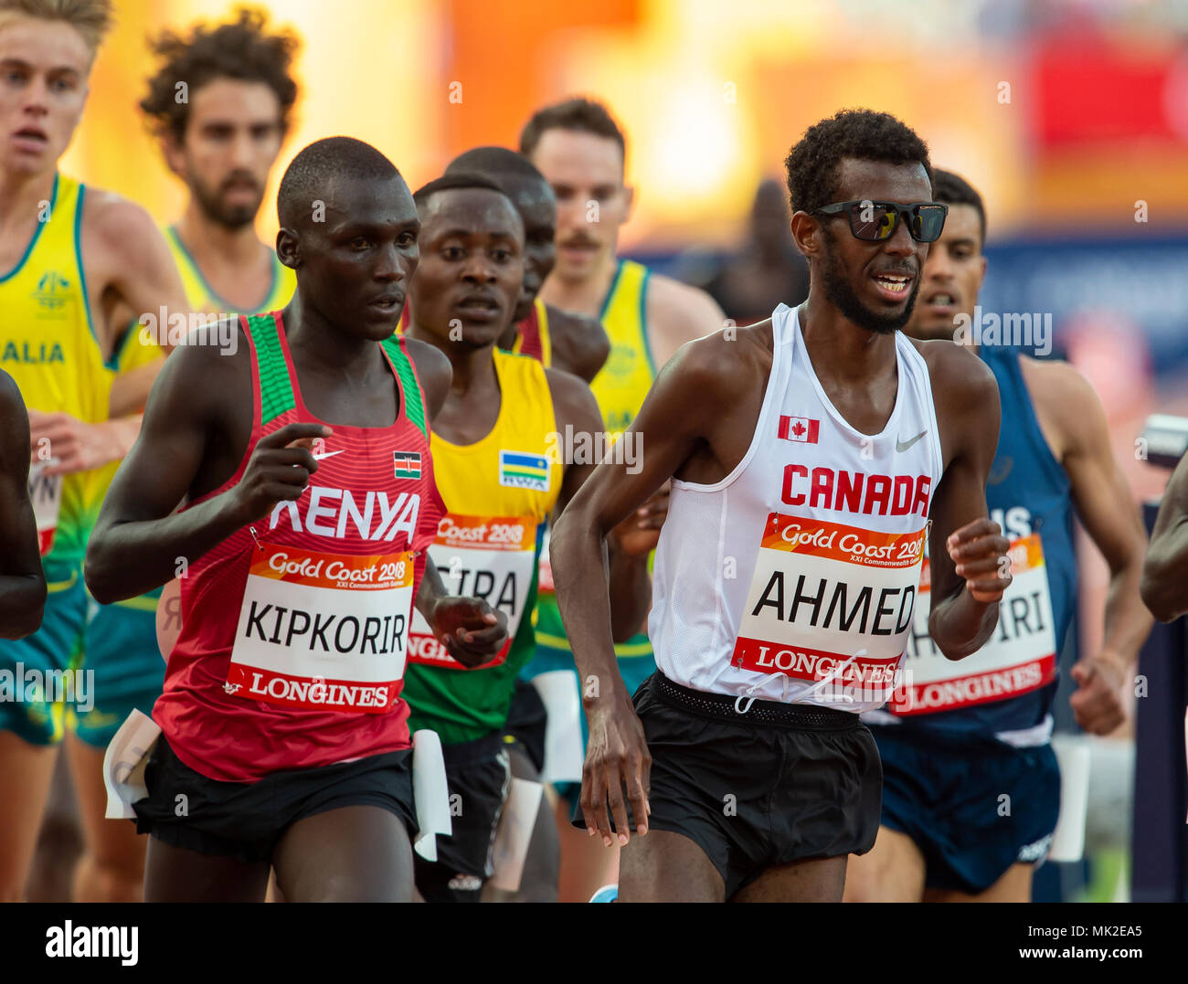 GOLD COAST, AUSTRALIA - APRIL 8: Mohammed Ahmed of Canada competing in the Men's 5000m final at ...