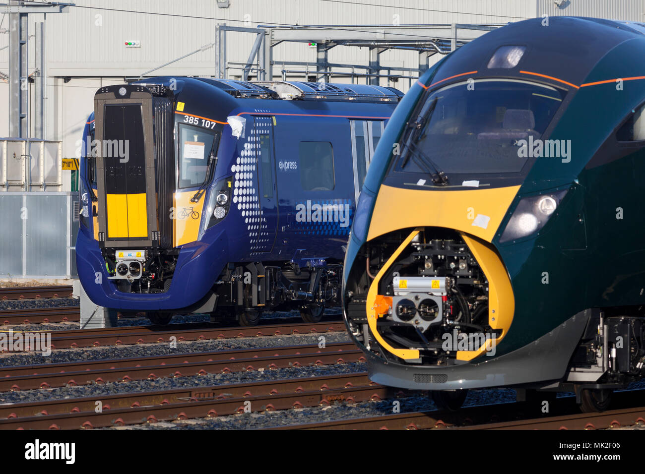 Brand new Scotrail class 385 electric train and Great western Class 800 ...