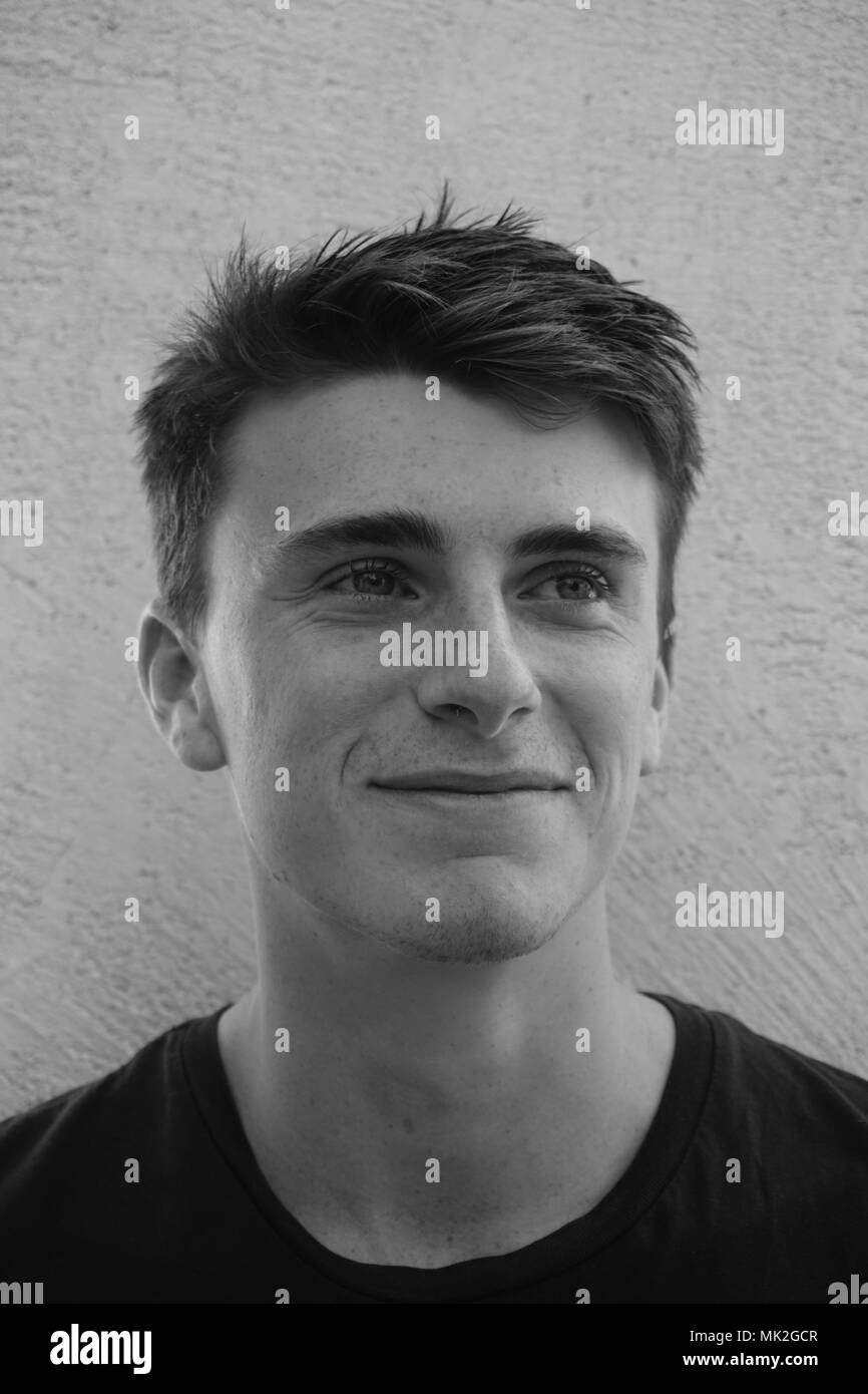 Smiling male Black and White Stock Photos & Images - Alamy