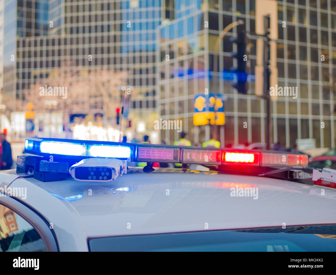 Police car responds to an emergency Stock Photo - Alamy