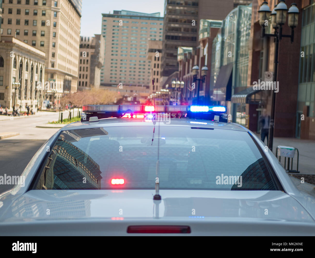 Police car responds to an emergency Stock Photo - Alamy