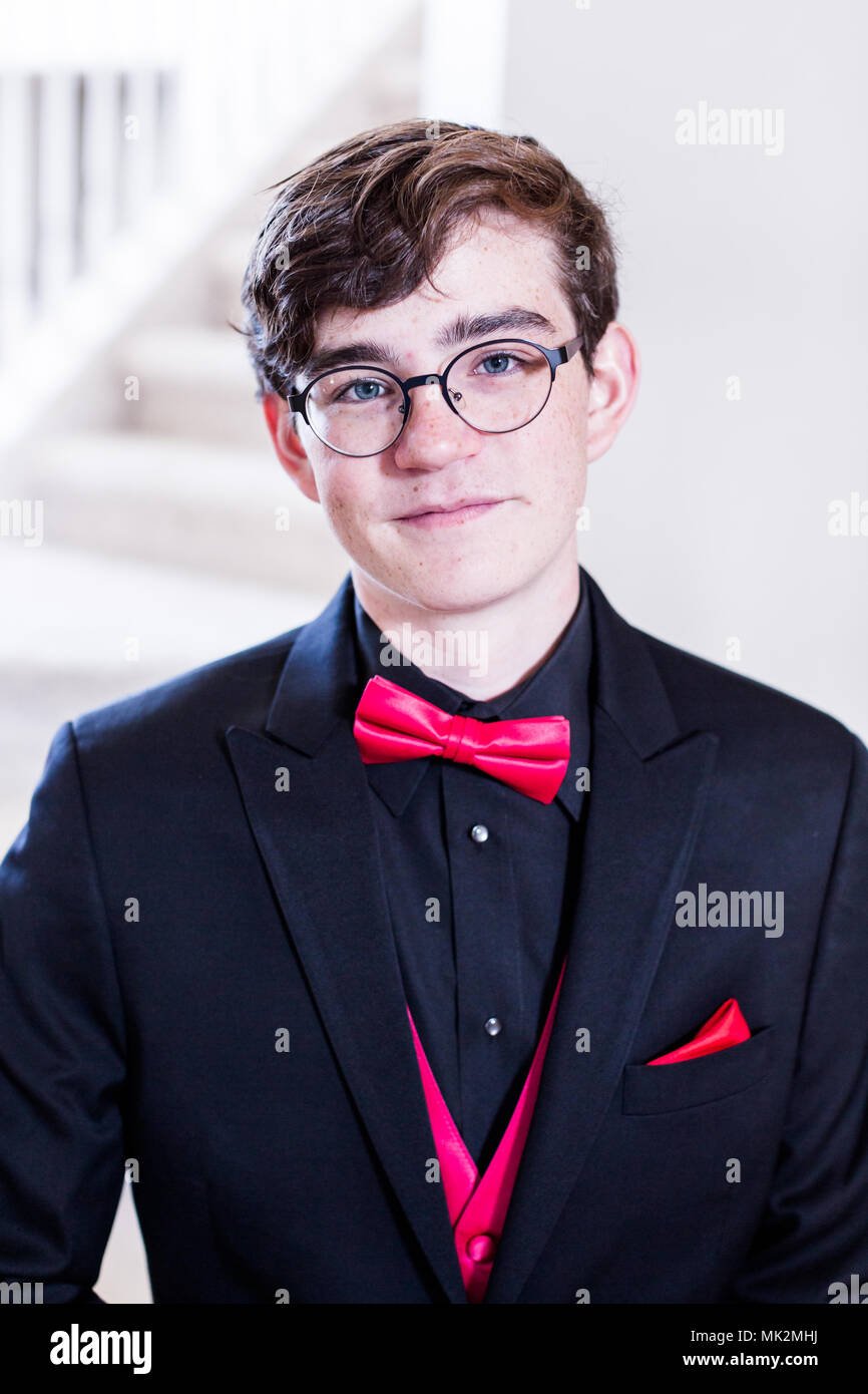 Teenager in tuxedo before his senior prom Stock Photo - Alamy