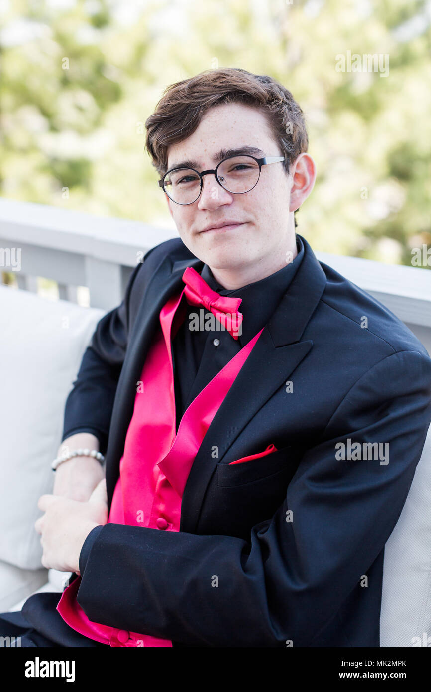 Teenager in tuxedo before his senior prom Stock Photo - Alamy
