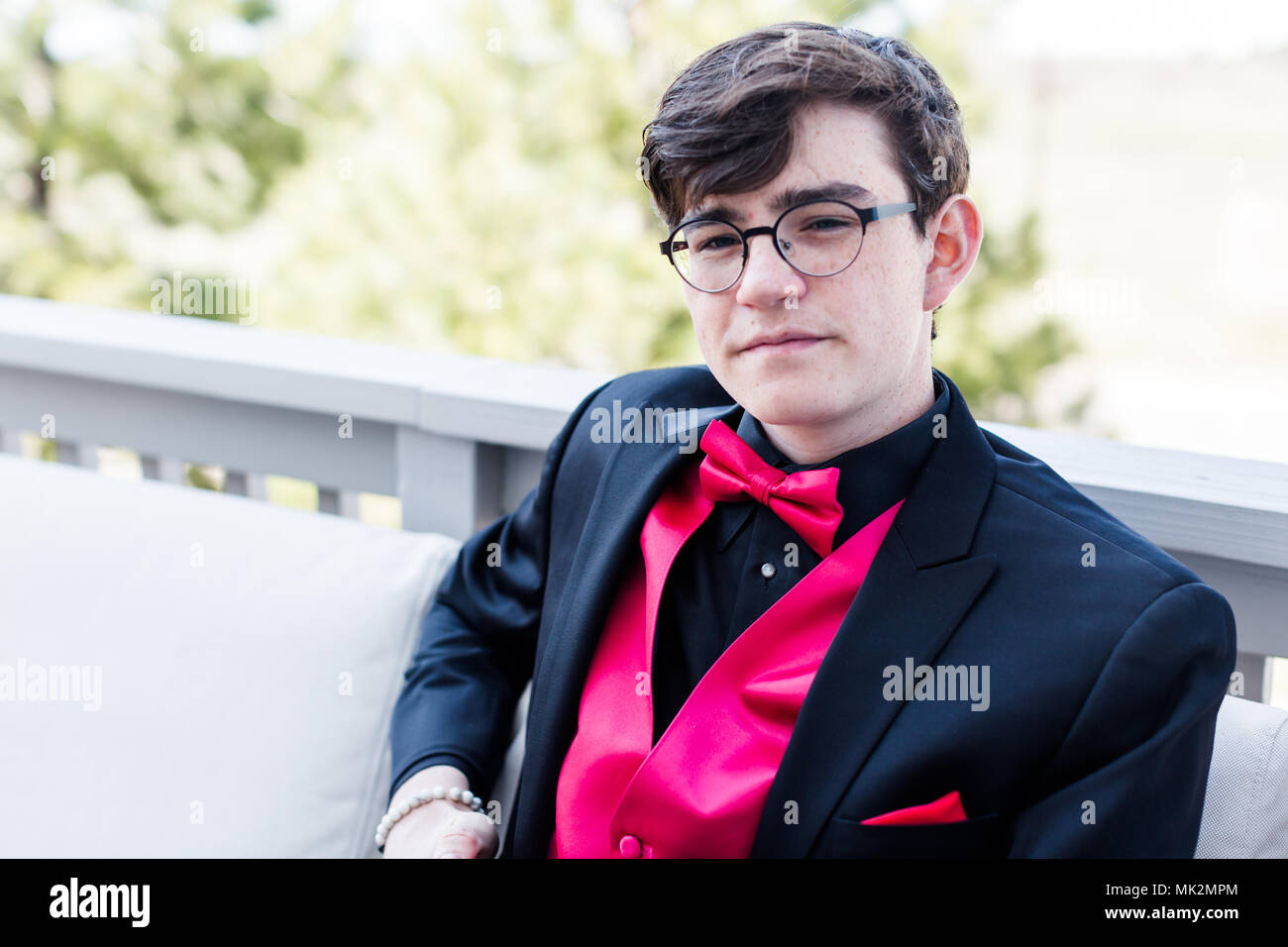 Teenager in tuxedo before his senior prom Stock Photo - Alamy