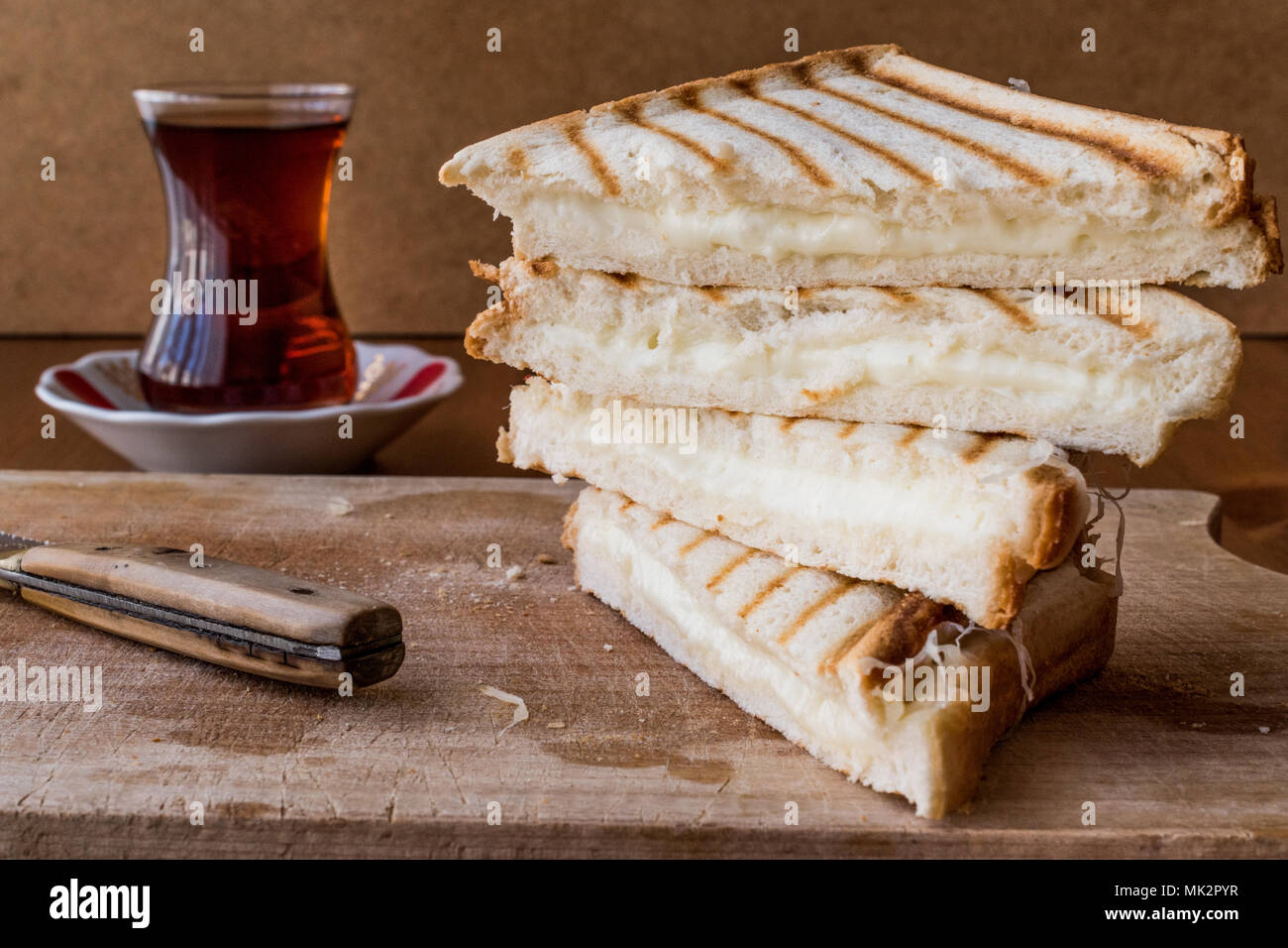 Turkish Sandwich Toast (Tost) with cheddar or melted cheese. turkish ...