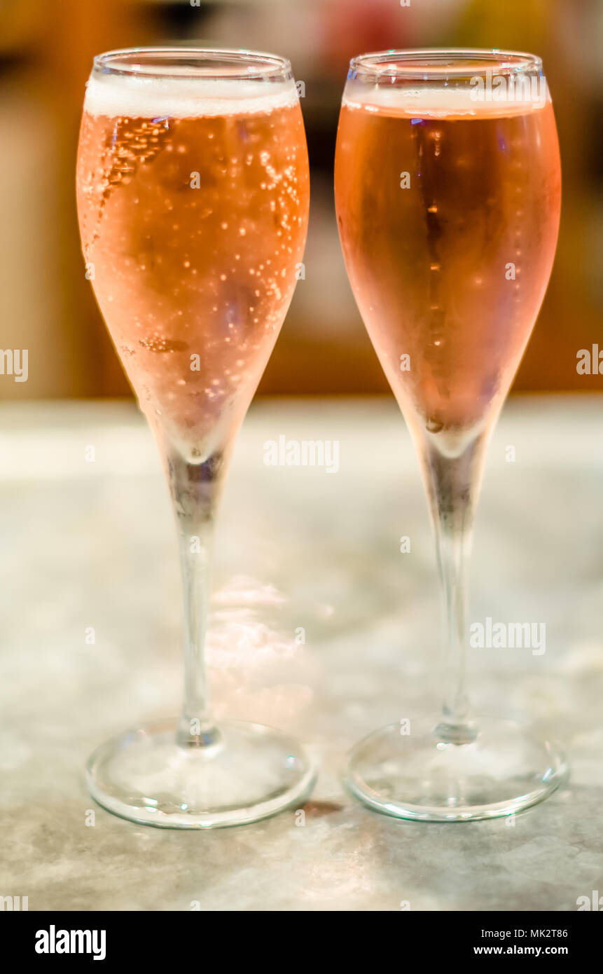 Refreshing Spanish cava (sparkling wine) served in glasses Stock Photo ...