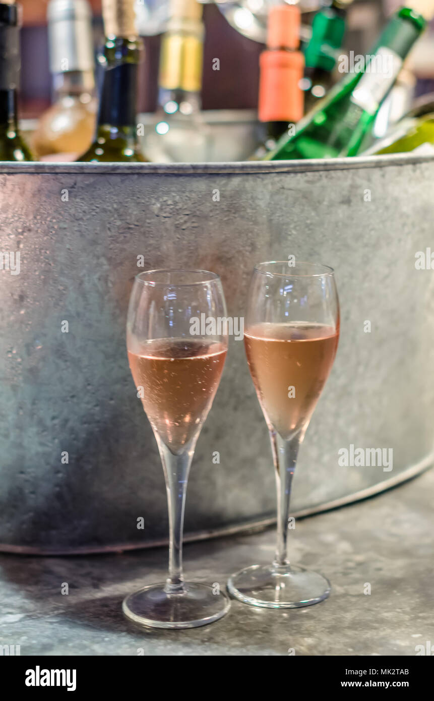 Refreshing Spanish cava (sparkling wine) served in glasses Stock Photo ...