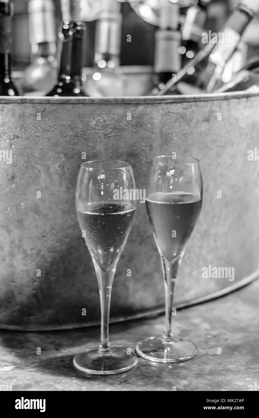 Refreshing Spanish cava (sparkling wine) served in glasses Stock Photo ...