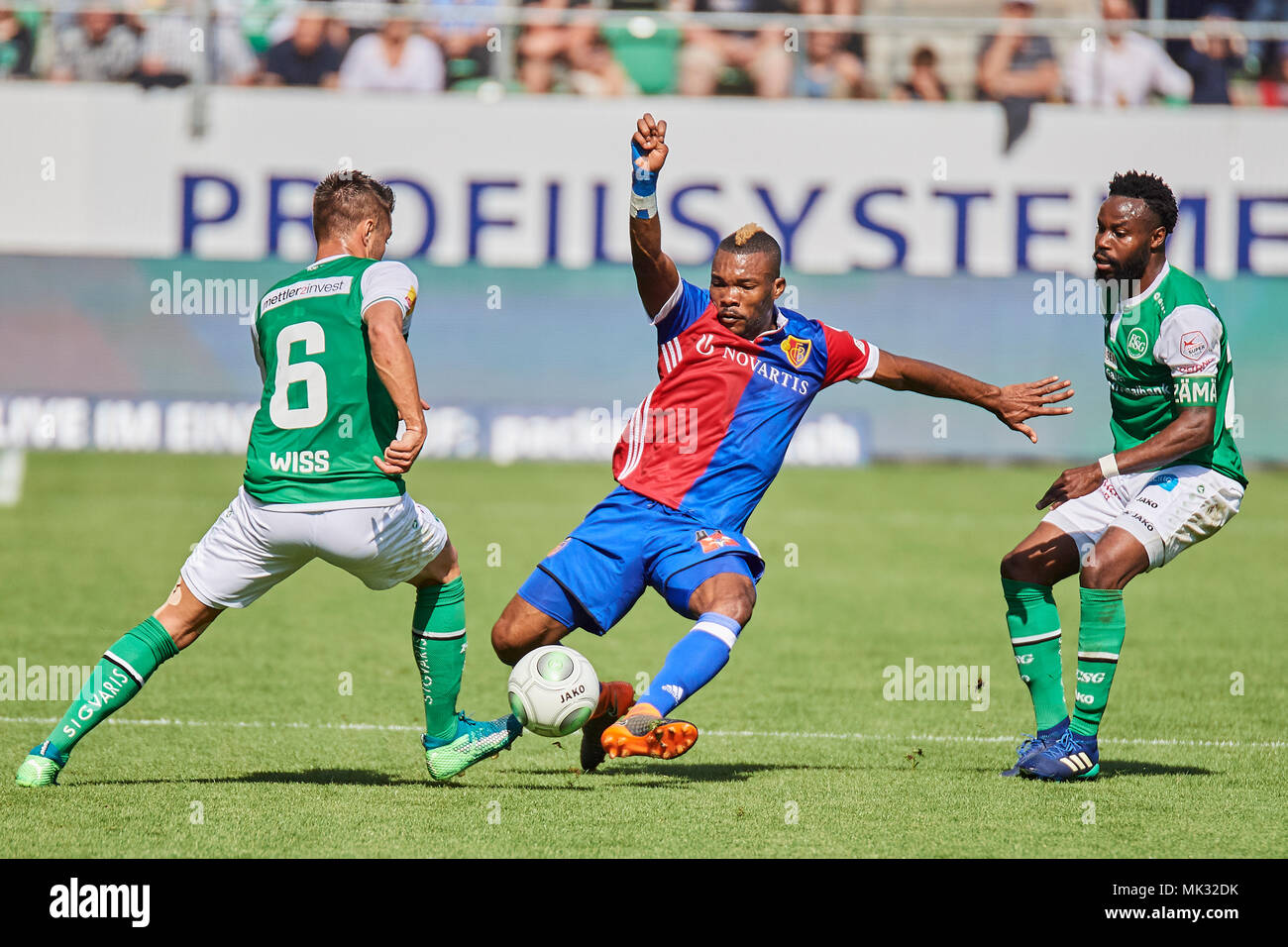 St. Gallen, Switzerland. 6th May 2018. Geoffroy Serey Die against Alain ...