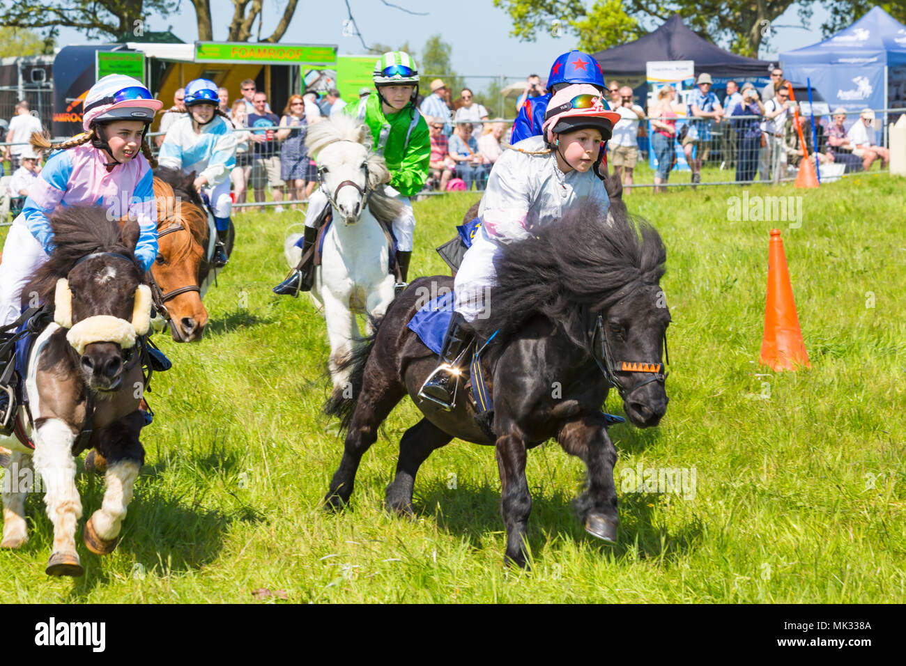Two girls on ponies riding hi-res stock photography and images - Alamy
