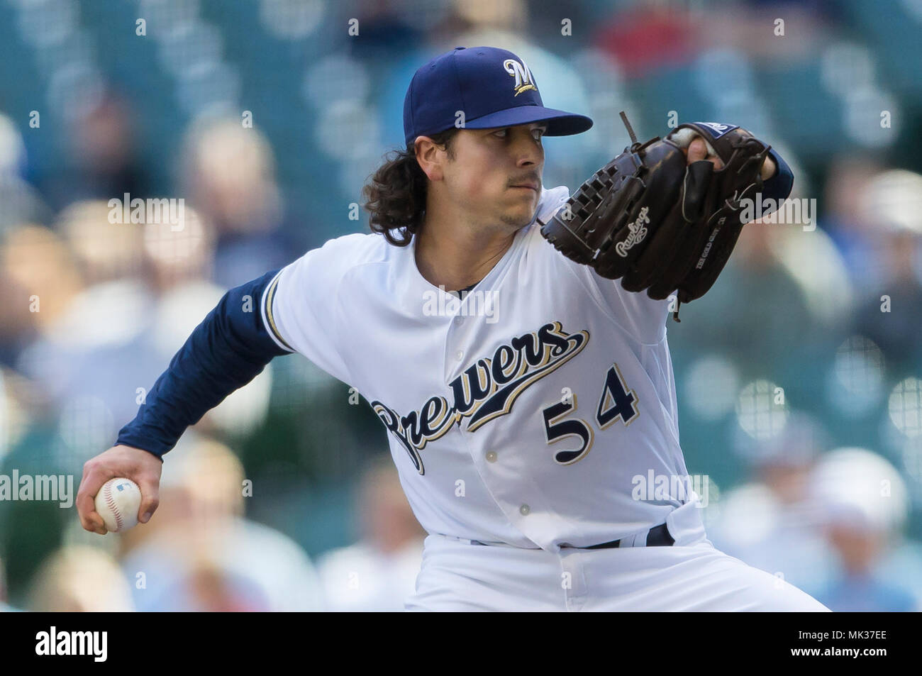 Milwaukee, WI, USA. 6th May, 2018. Milwaukee Brewers relief pitcher ...