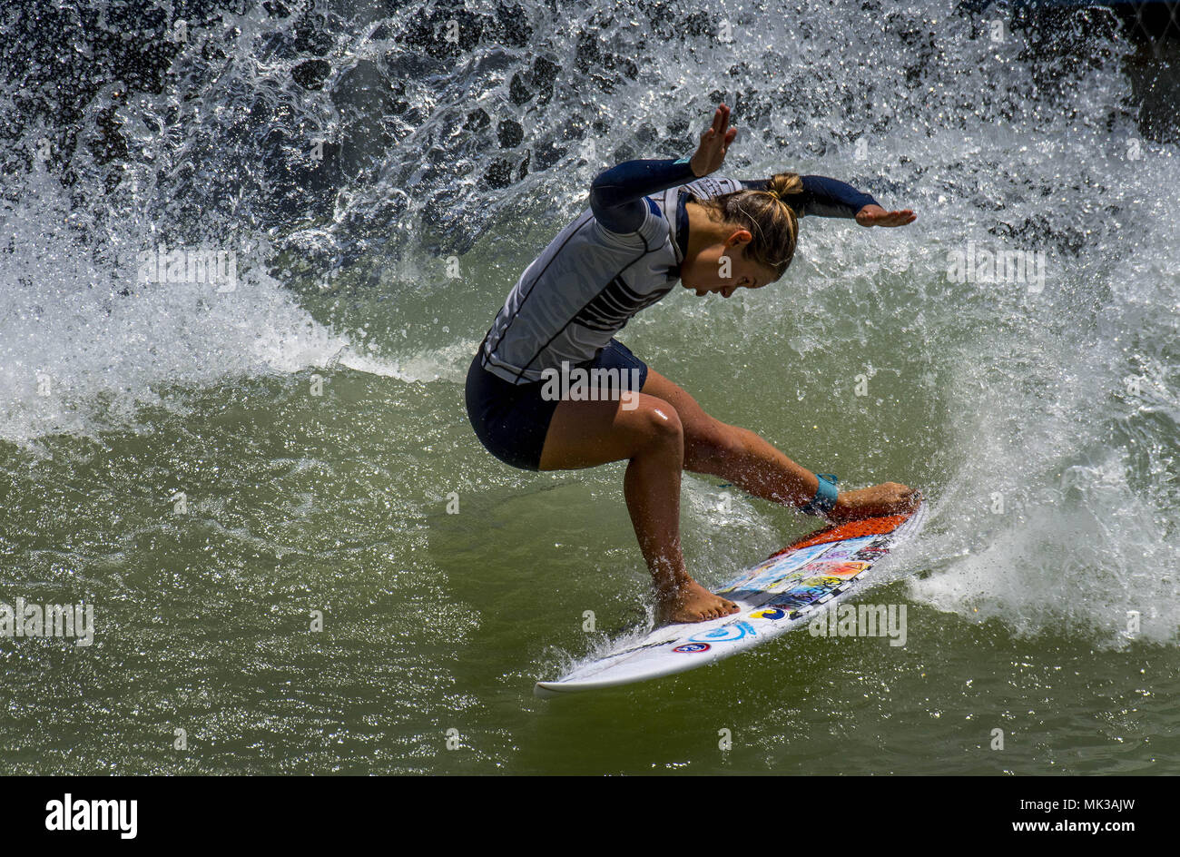 Lemoore, California, USA. 6th May, 2018. World Team surfer PAIGE HAREB ...