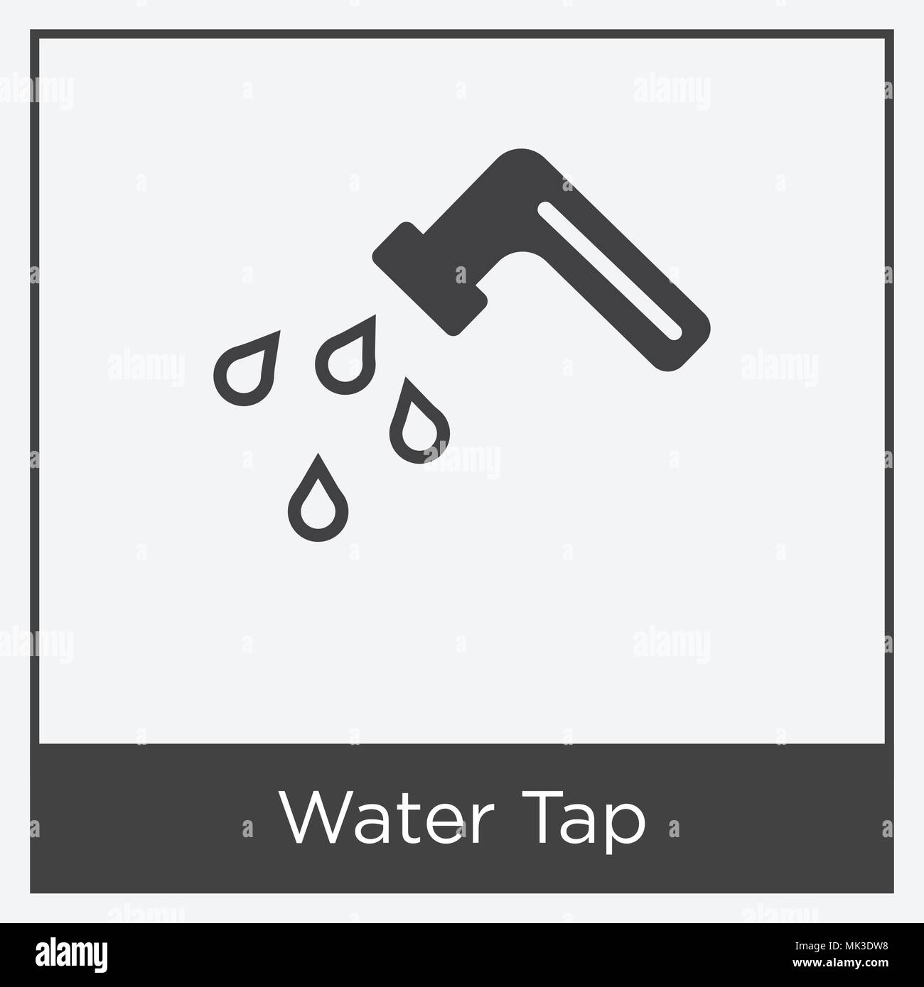 Water Tap icon isolated on white background with gray frame, sign and ...