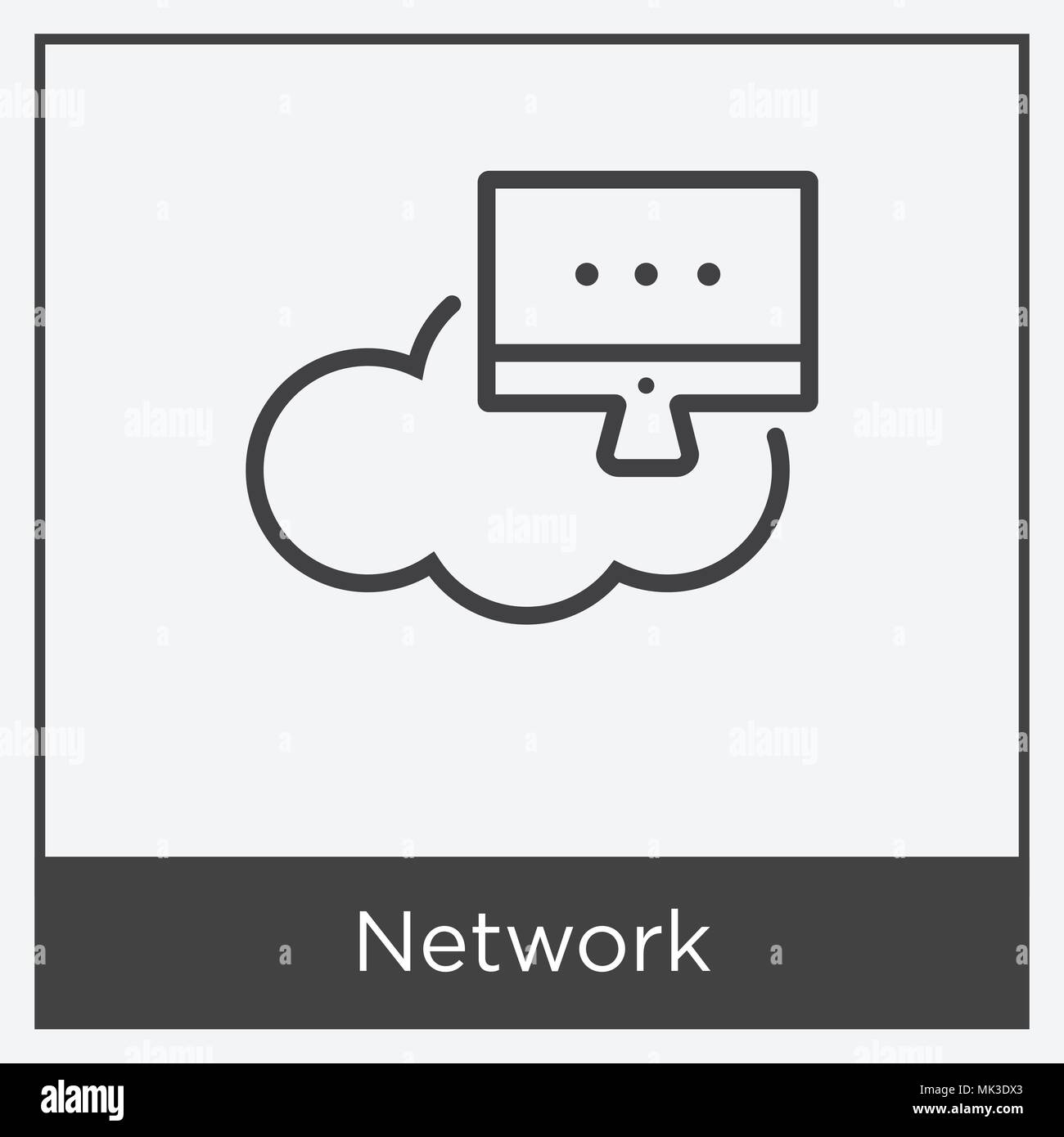 Network icon isolated on white background with gray frame, sign and ...