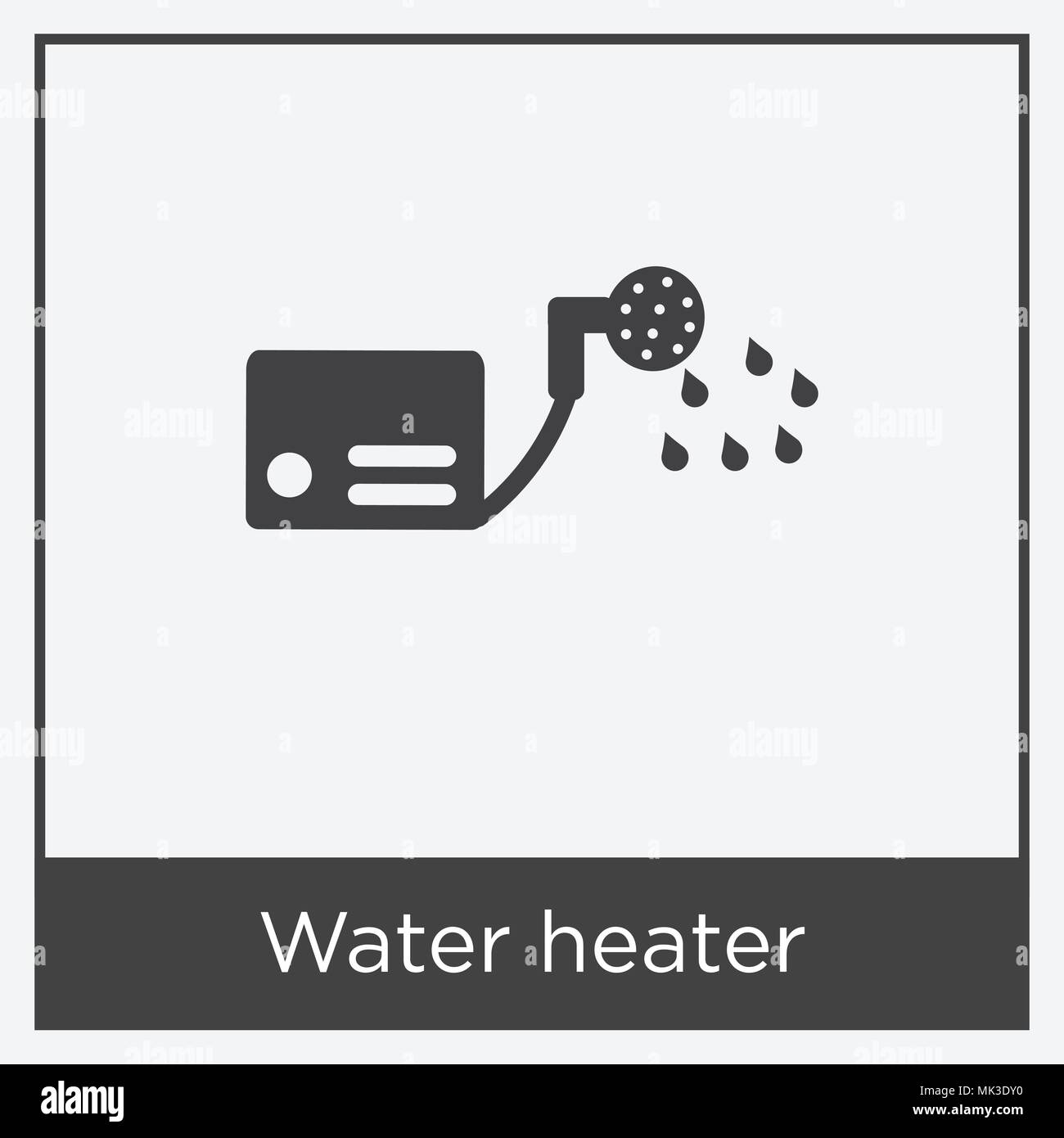 Water heater icon isolated on white background with gray frame, sign ...