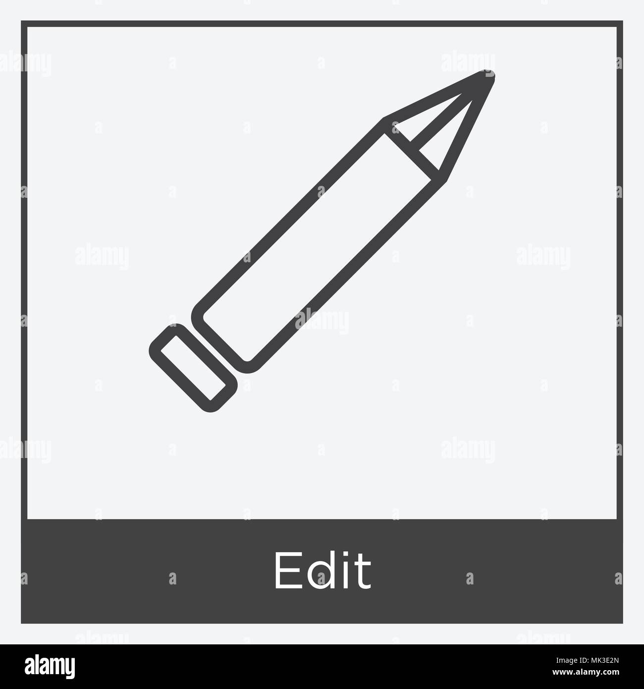 Edit icon isolated on white background with gray frame, sign and symbol ...