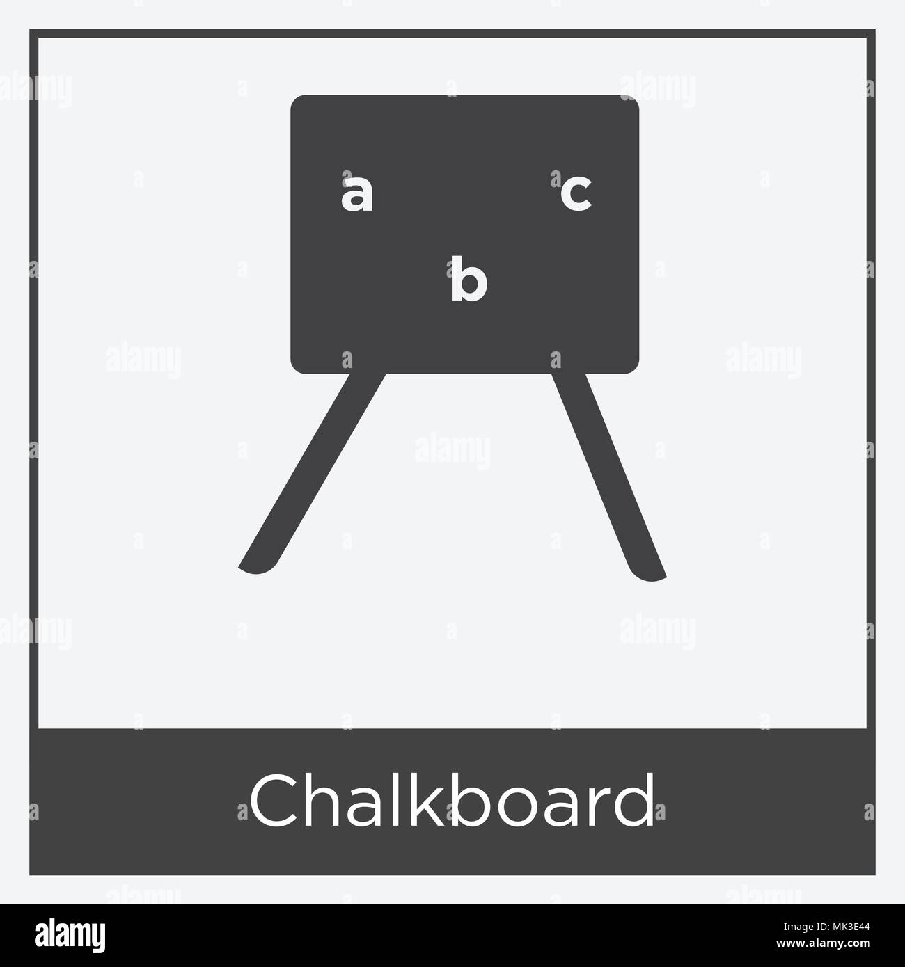 Chalkboard icon isolated on white background with gray frame, sign and ...