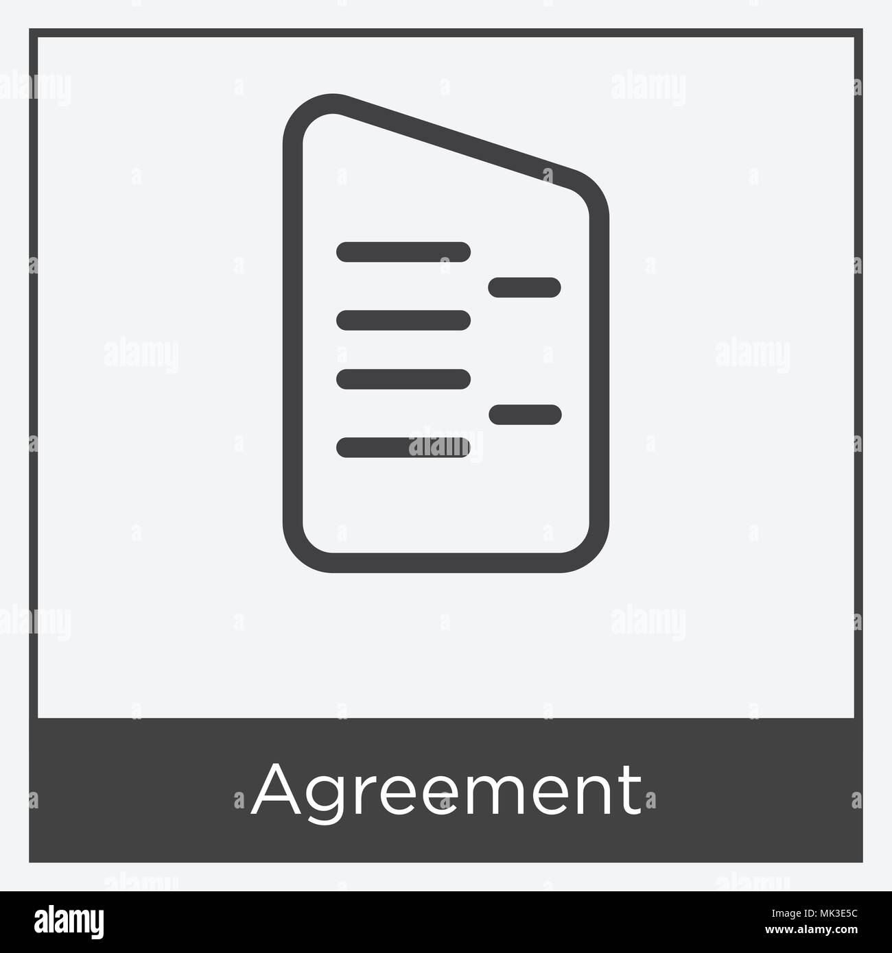 Agreement icon isolated on white background with gray frame, sign and ...