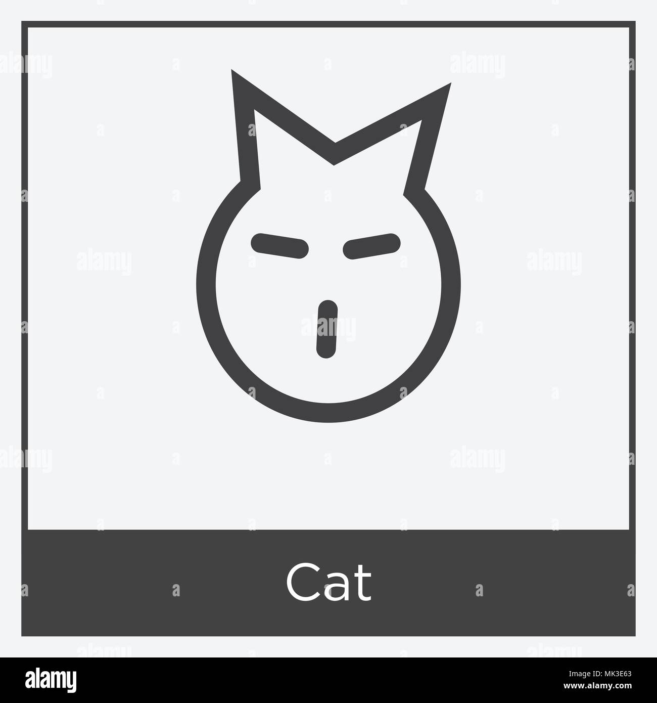 Cat icon isolated on white background with gray frame, sign and symbol ...