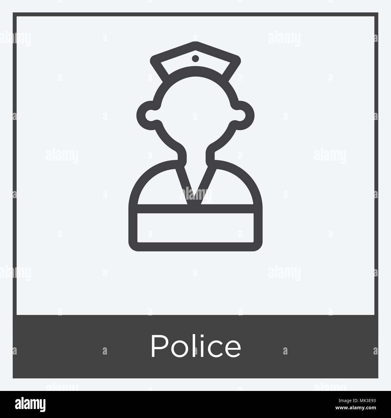 Police icon isolated on white background with gray frame, sign and ...
