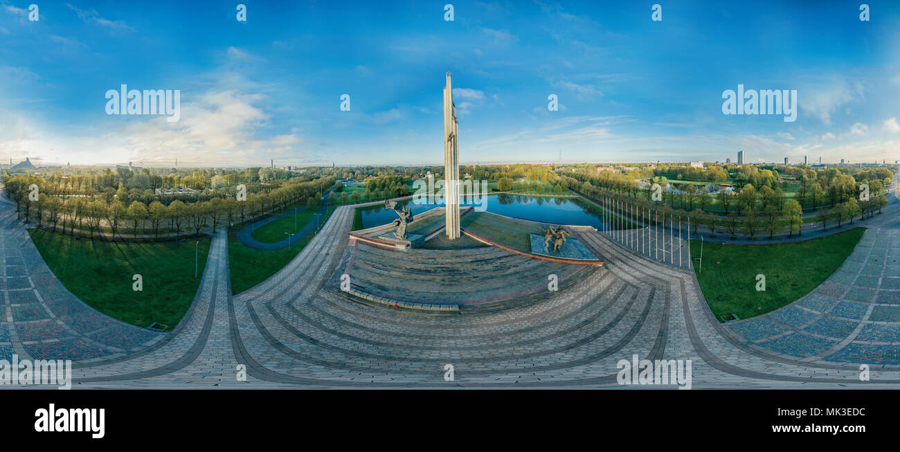 Victory monument in Riga city 360 VR Drone picture for Virtual reality ...