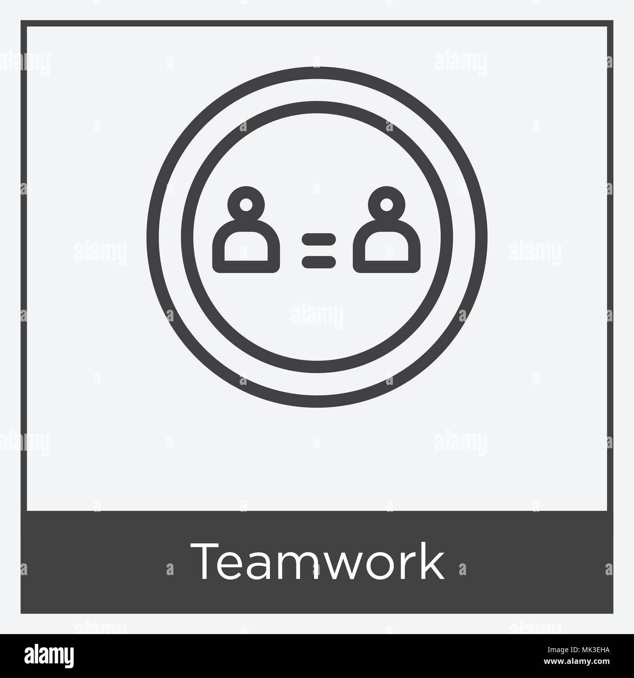 Teamwork icon isolated on white background with gray frame, sign and ...