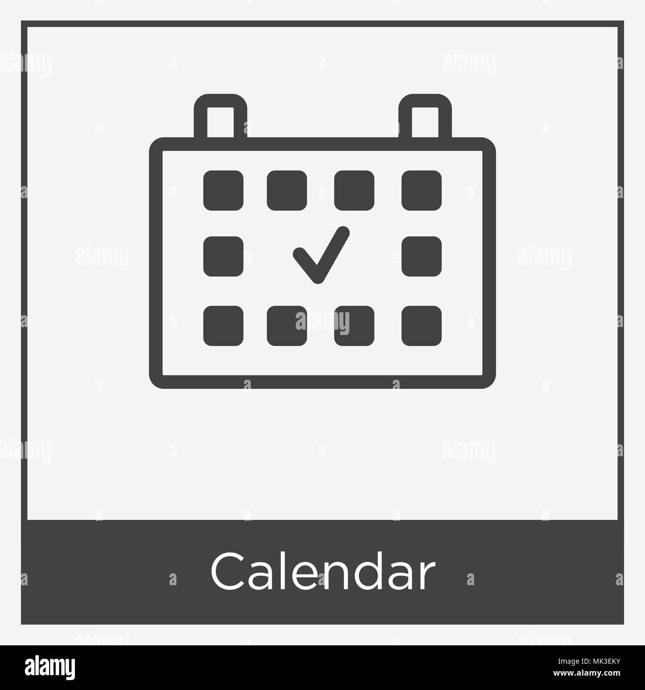 Calendar icon isolated on white background with gray frame, sign and ...