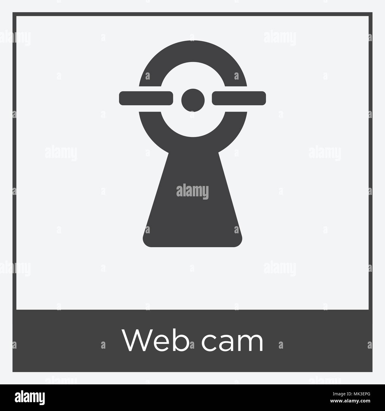 Web cam icon isolated on white background with gray frame, sign and ...