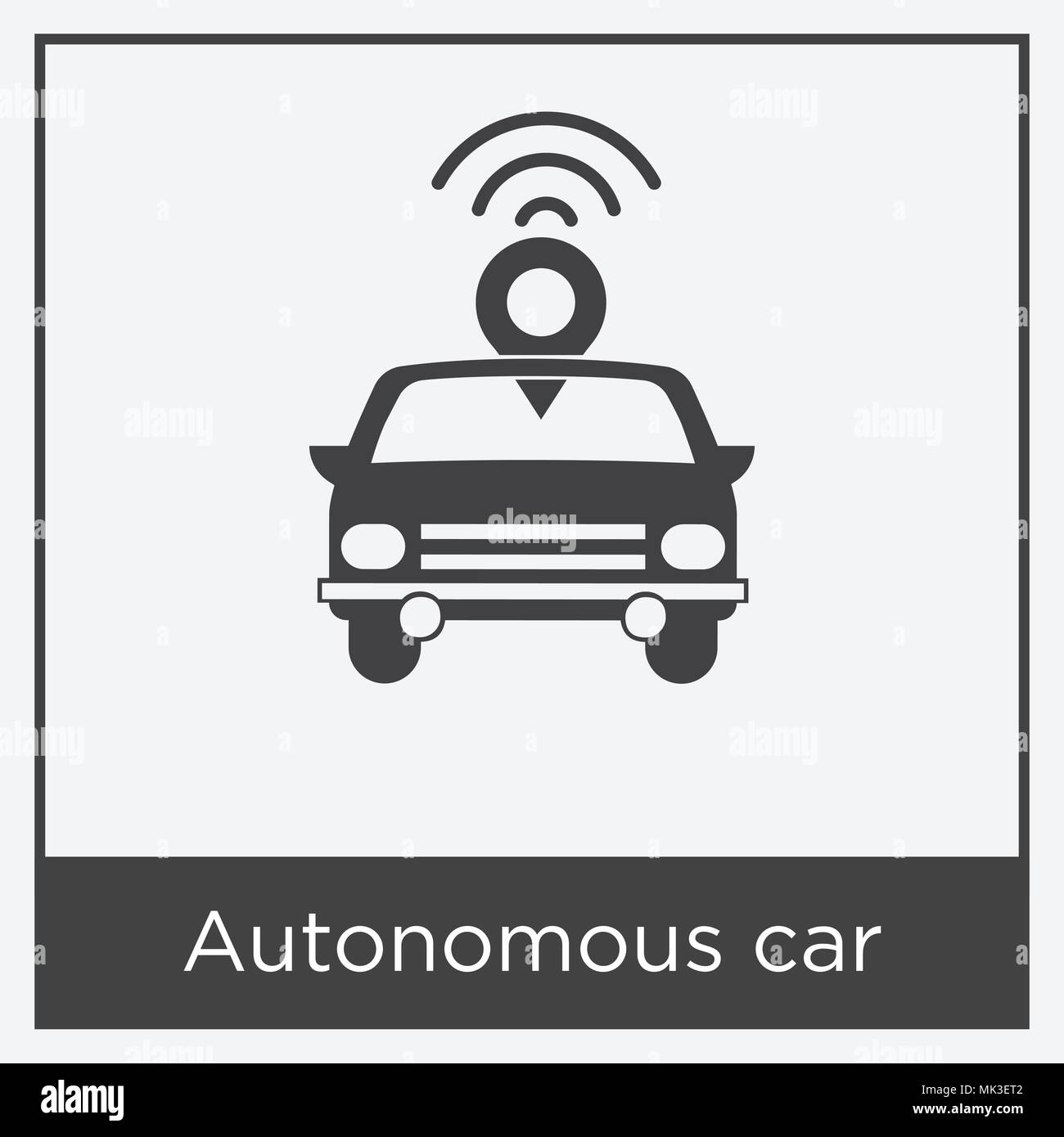 Autonomous car icon isolated on white background with gray frame, sign ...