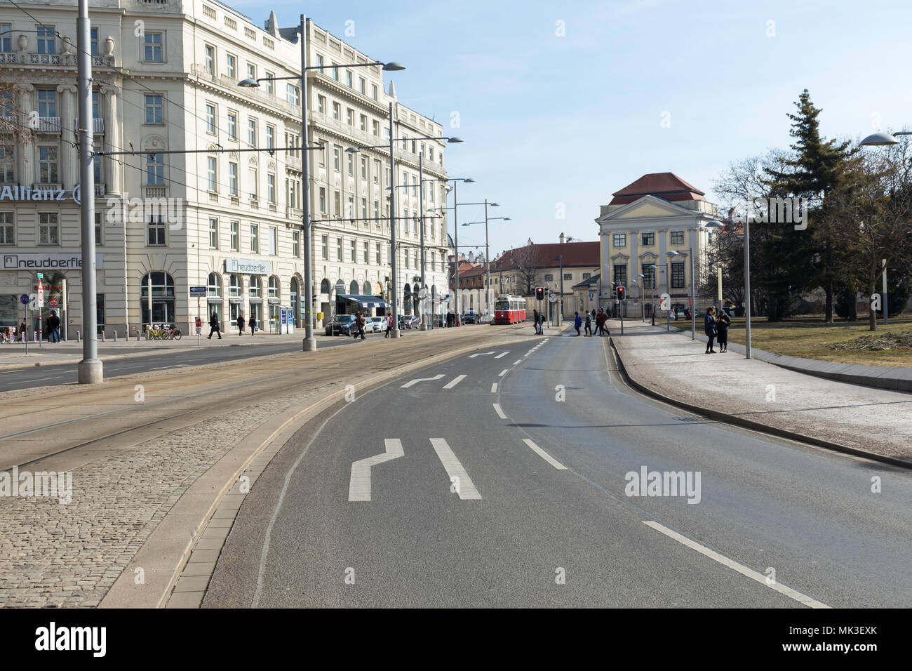 VIENNA, AUSTRIA - MARCH 10, 2018: Old red tram in the streets of ...