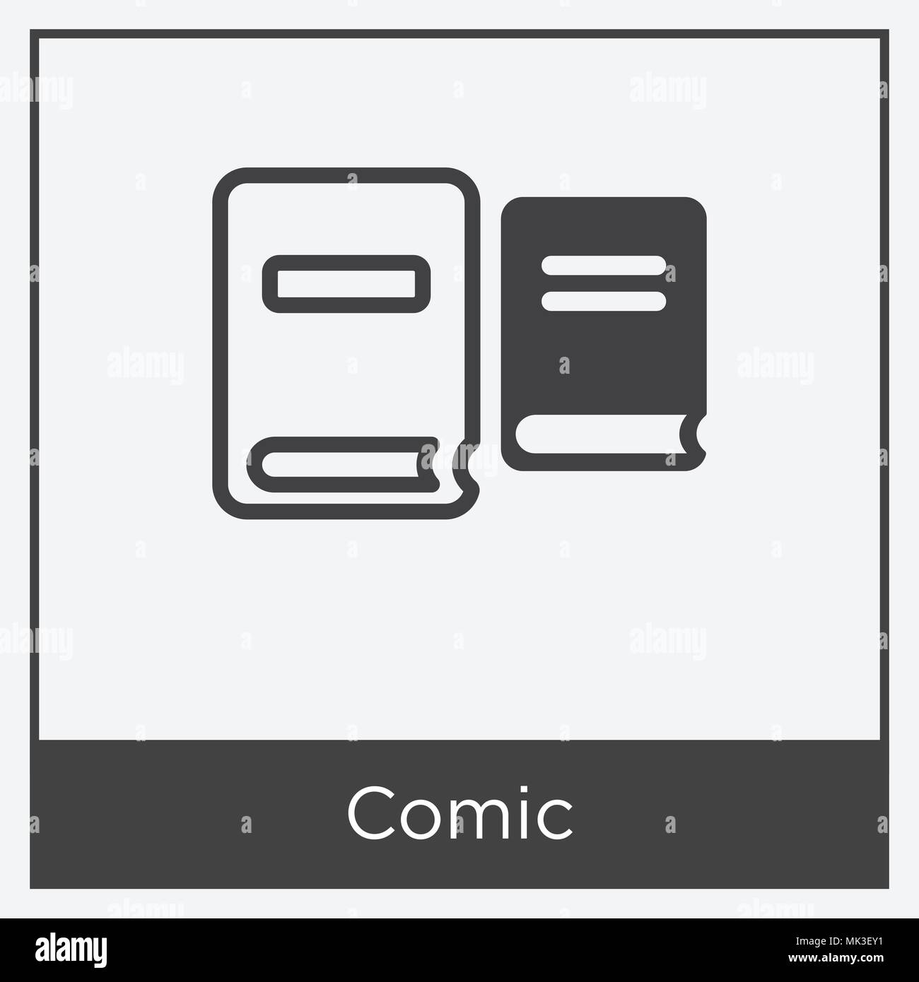 Comic icon isolated on white background with gray frame, sign and ...