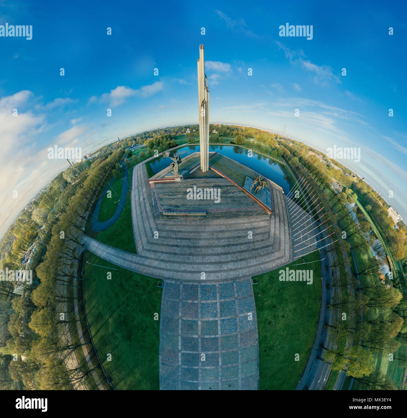Victory monument in Riga city 360 VR Drone picture for Virtual reality ...