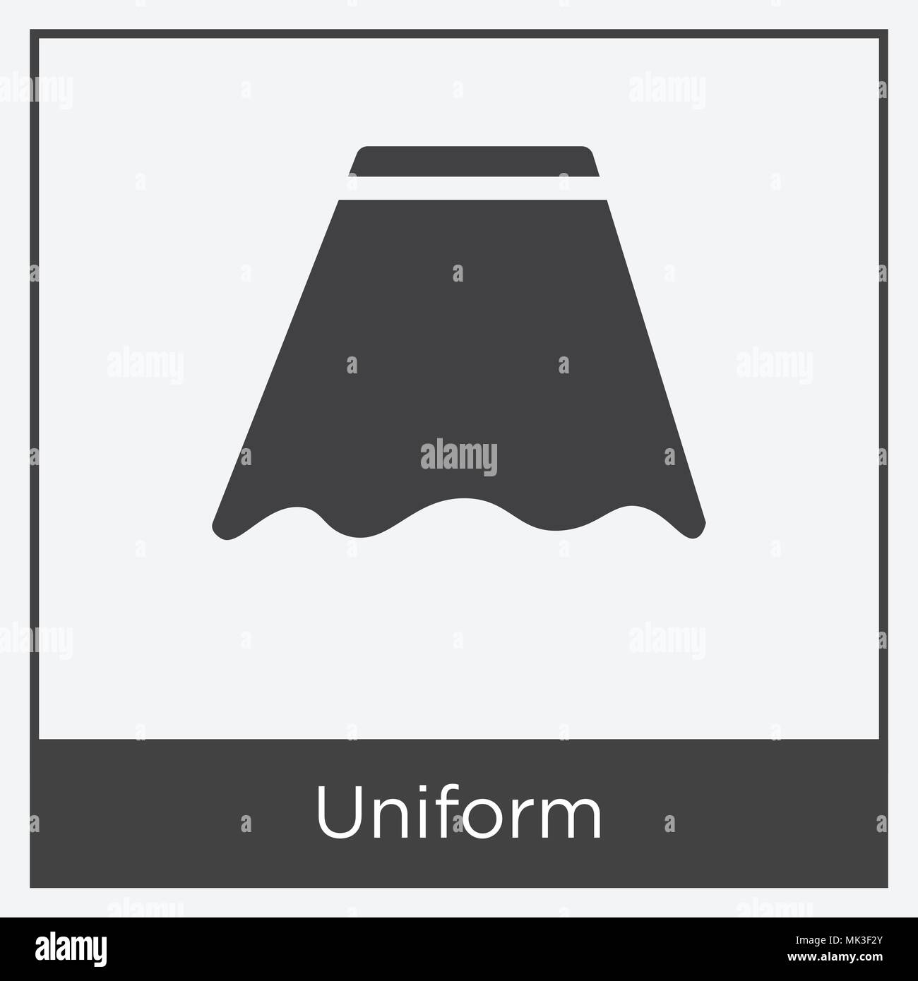 Uniform icon isolated on white background with gray frame, sign and ...