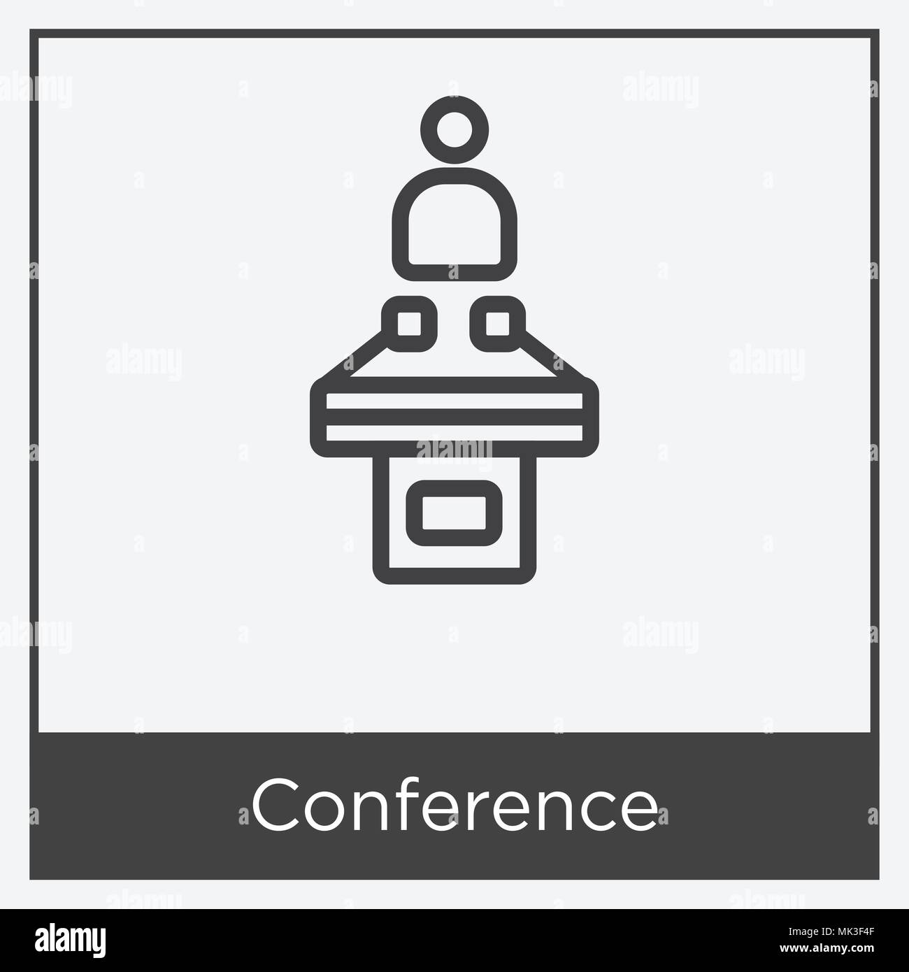 Conference icon isolated on white background with gray frame, sign and ...