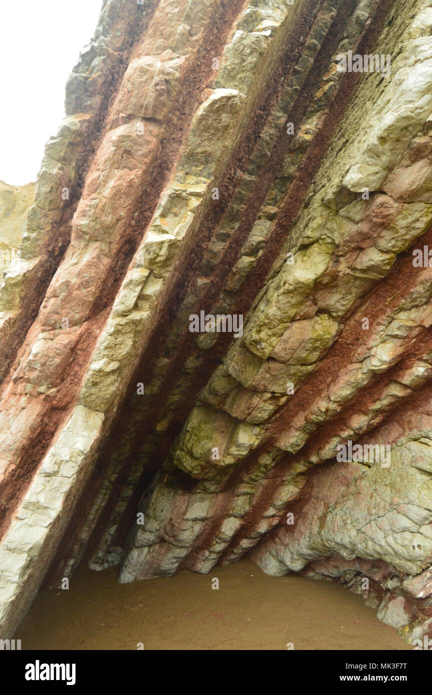 Pieces Of Pink Sandstone Wall Composed Of Fossil Records With ...