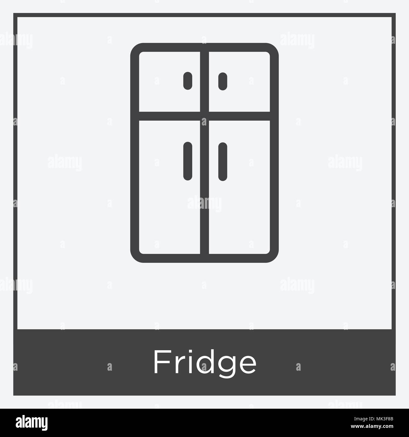 Fridge icon isolated on white background with gray frame, sign and ...