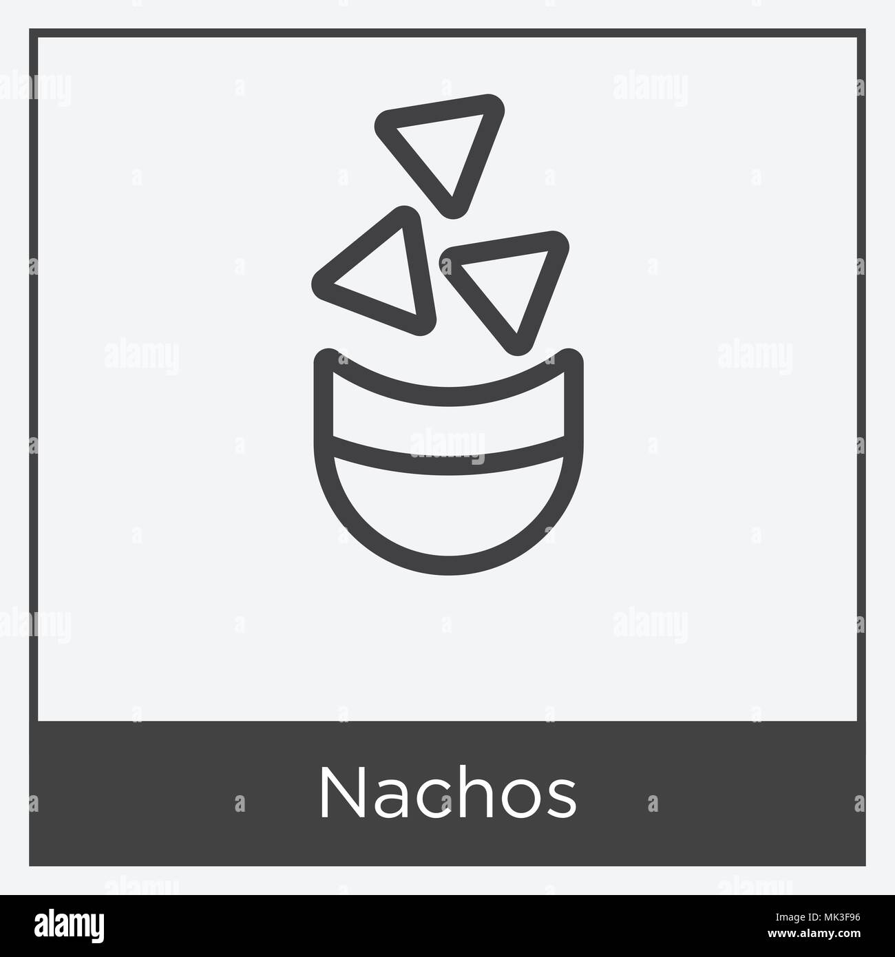 Nachos icon isolated on white background with gray frame, sign and ...
