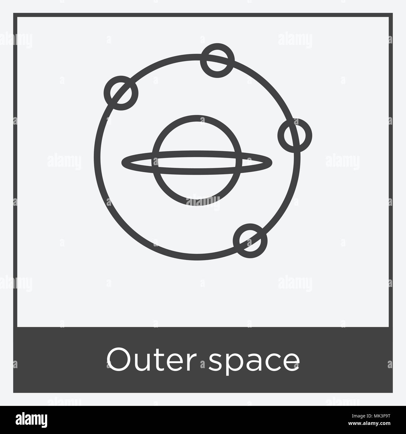 Outer space icon isolated on white background with gray frame, sign and ...