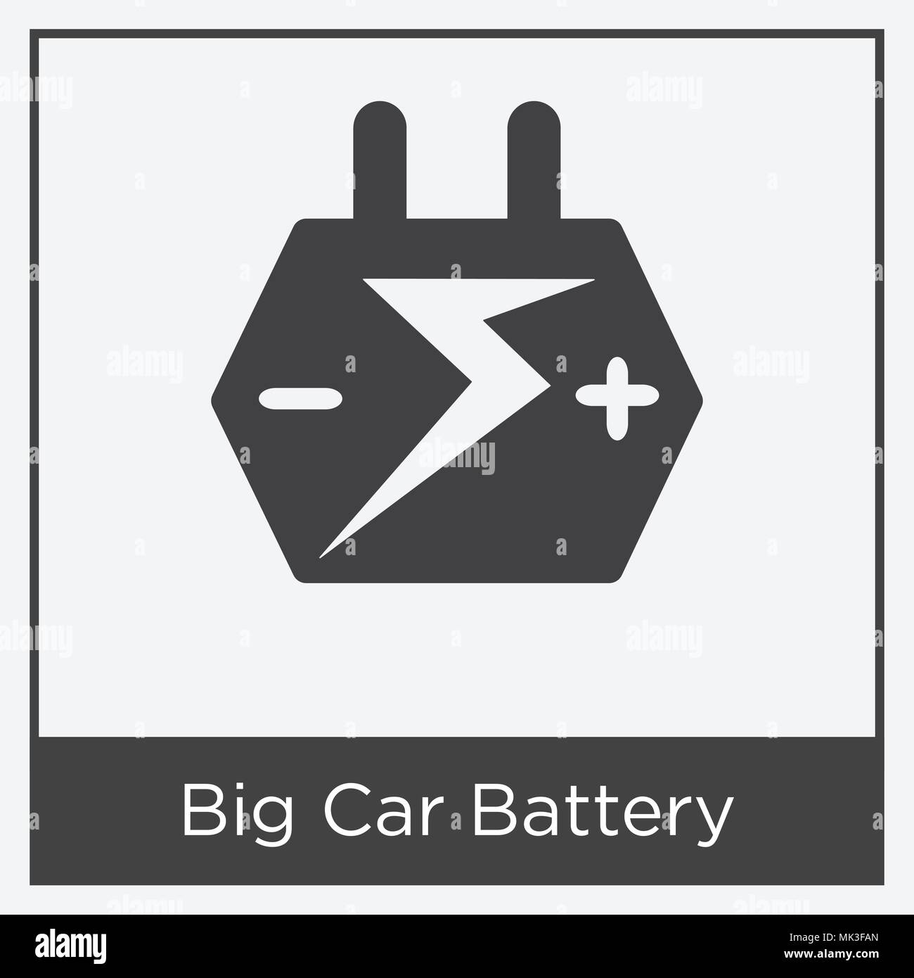 Big Car Battery icon isolated on white background with gray frame, sign ...