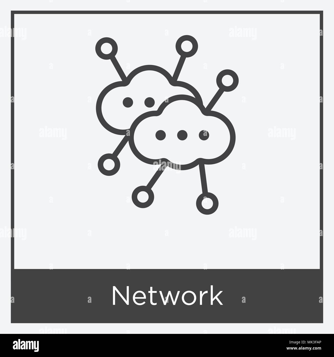 Network icon isolated on white background with gray frame, sign and ...