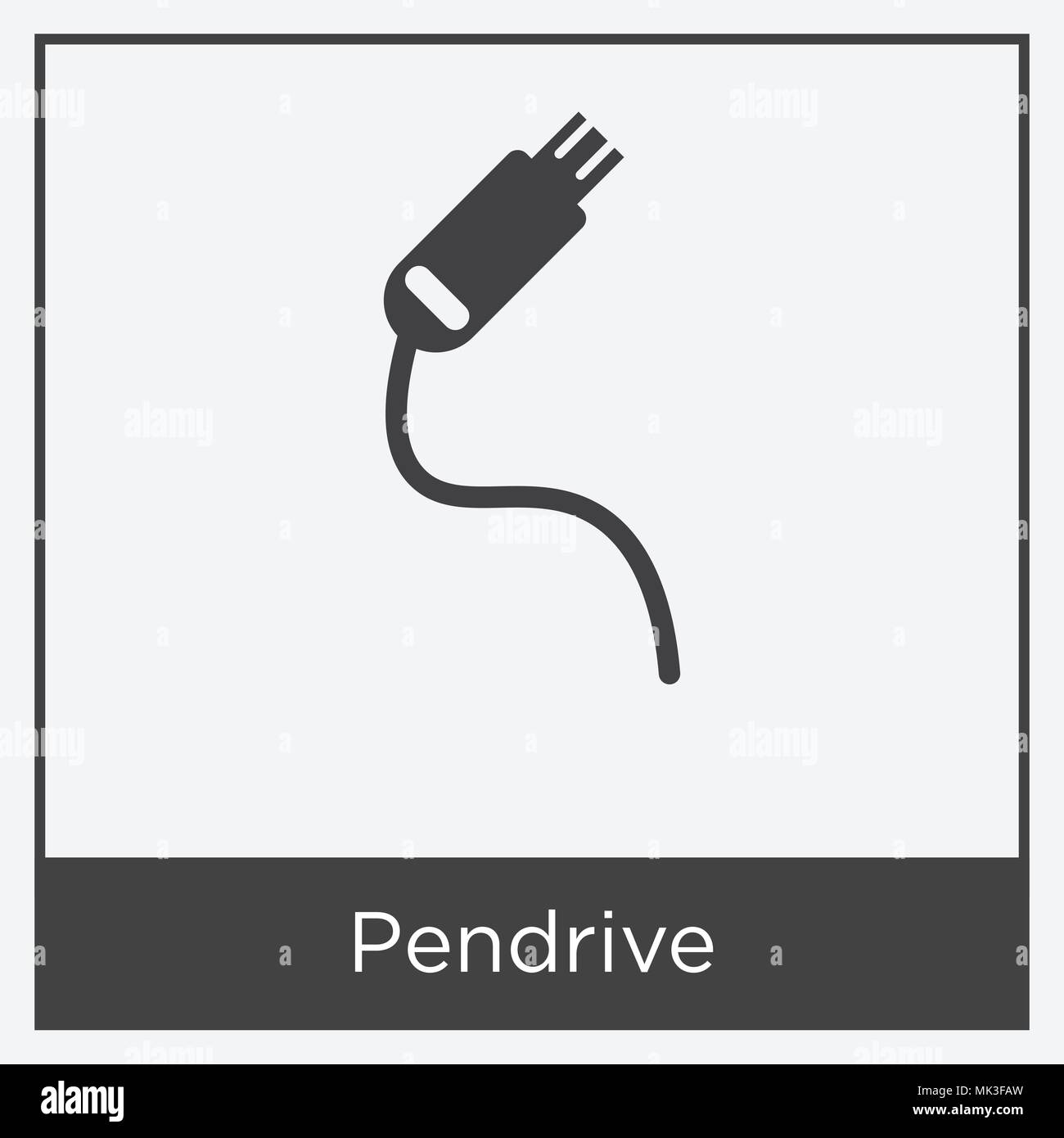 Pendrive icon isolated on white background with gray frame, sign and ...