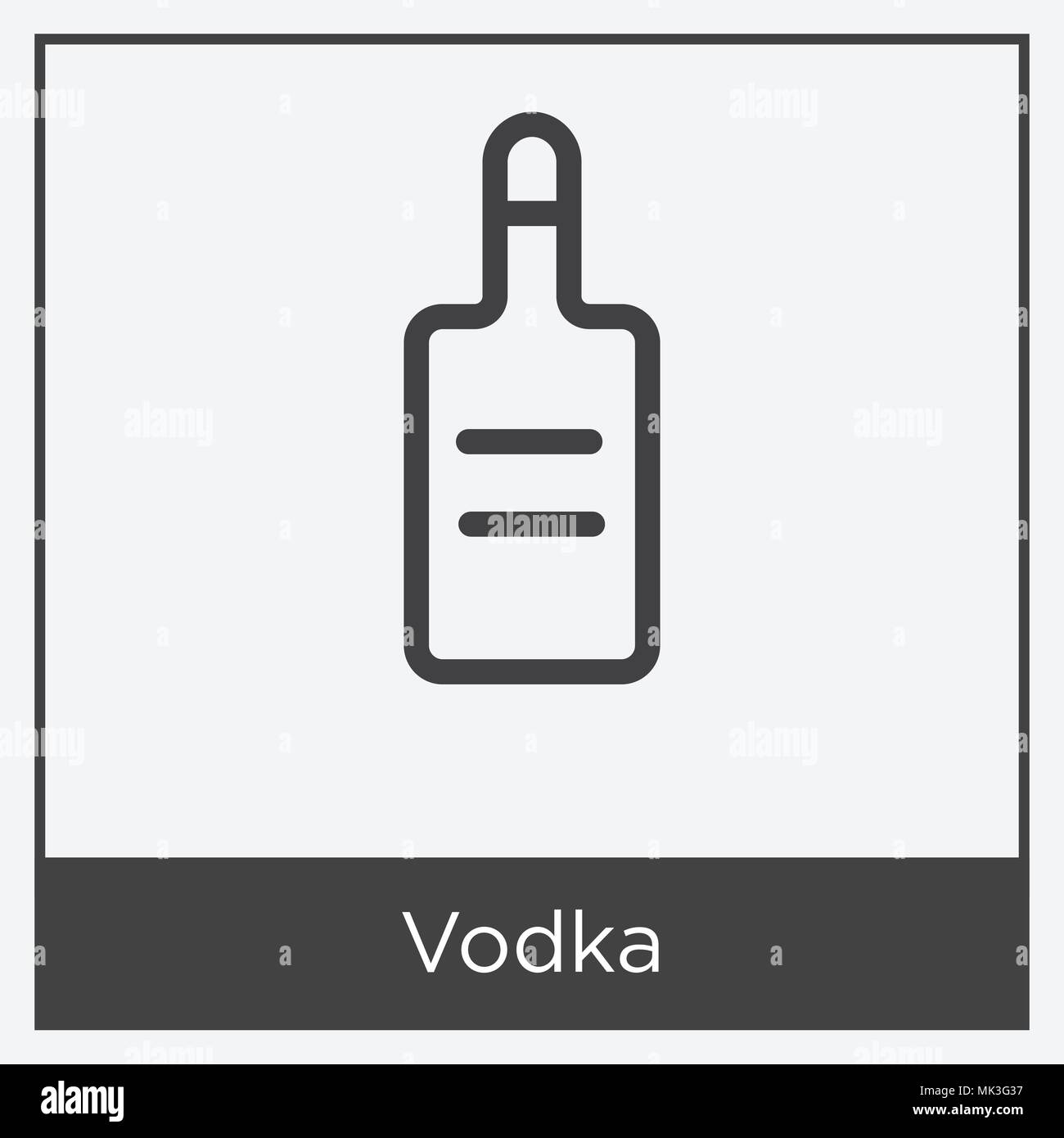 Vodka icon isolated on white background with gray frame, sign and ...